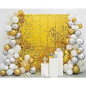 Kate Square Gold Shimmer Wall Sequin Panel Backdrop Birthday Wedding Background Decoration Wall(Pack of 12)