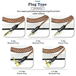 GUCraftsman 6N Single Crystal Copper Upgrade Earphone Cable 2.5mm/3.5mm/4.4mm Earphone Upgrade Cable for Sennheiser IE200 IE300 IE600 IE900 (4.4mm Plug)