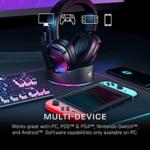 ROCCAT Syn Max Air PC Wireless 3D Audio RGB Gaming Headset, Simultaneous Wireless & Bluetooth Connections, 16-Hour Battery & Charging Dock, Immersive 3D Audio & AIMO RGB Lighting