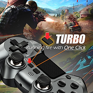 TERIOS Pro Gaming Controller Compatible with PS4 Pro, PS4 Slim, PC - Wireless Controller with Built-in Speaker and Stereo Headset Jack - Auto Fire Turbo Button