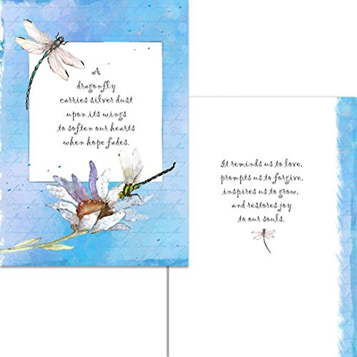Smiling Wisdom - Sympathy Sorrow, Restores Hope & Joy Dragonflies Greeting Card and Gift Set - Woman - (Dragonfly White Abalone)