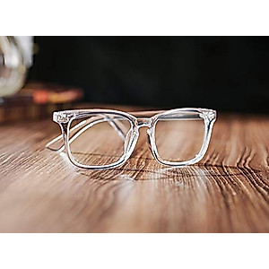 COASION Clear Glasses for Women Men Square Frame Fake Non-prescription Eyeglasses (Transparent)