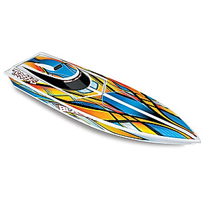 Traxxas 38104-1 Blast Fully Assembled Remote Control Electric Racing Boat with Radio System, NiMH Battery, Charger, and Waterproof Speed Control, Orange