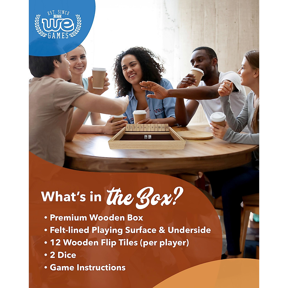 Deluxe Wood 12 Numbers Shut The Box Game