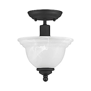 Livex Lighting 4250-04 Flush Mount with White Alabaster Glass Shades, Black