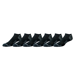 Amazon Essentials Men's Performance Cotton Cushioned Breathable Athletic No-Show Sports Socks, 6 Pairs, Black, 6-12
