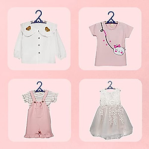 VIPOSCO Baby Hangers 24 Pack Kids Adjustable Hangers for Nursery Closet Non-Slip Hangers Kids Cloth Hanger for Girl Boy Toddler Children Newborn Coat Pant Hanger, Blue&Pink