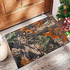 Oueoty Camo Area Rug 2x3ft/24x36in/60x90cm,Leaves Camouflage Area Rug Mat for Living Dining Dorm Room Bedroom Home Decorative