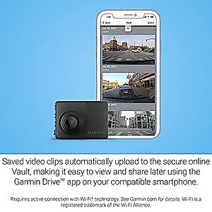 Garmin Dash Cam 57, 1440p and 140-degree FOV, Monitor Your Vehicle While Away w/ New Connected Features, Voice Control, Compact and Discreet, Includes Memory Card