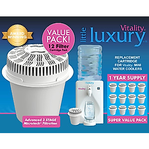 Little Luxury Vitality, Replacement Filters for Water Coolers and Non Cooling Dispensers, 12-Pack