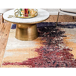 Unique Loom Estrella Collection Abstract, Rustic, Modern, Gradient, Distressed Area Rug, 5' 1" x 8' 0", Pink/Navy Blue