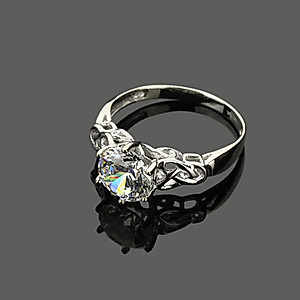 DoubleAccent Solid 14K Gold Or White Gold Wedding Ring 1.25 Carat Round CZ Stone Celtic Love Knot Engagement Ring (Size 4 to 10), 8