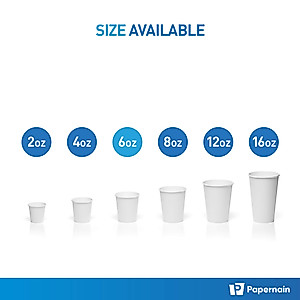 Papernain [6 oz, 200-Count, White Hot Paper Disposable Cups