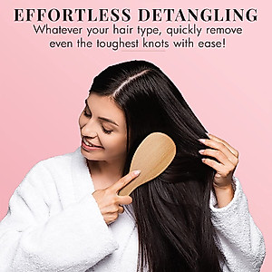 Wooden Hair Brush, Paddle Brush for Women with Soft Bristles - Sustainable Beech Detangling Hairbrush for All Hair Types by Lily England (Rose Gold)
