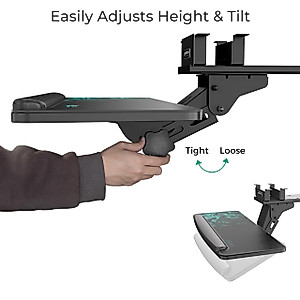EUREKA ERGONOMIC Height Adjustable Mouse & Keyboard Tray Under Desk, 28x10'' Large Slide Out Swivel Tilt Computer Keyboard Drawer with Mouse Pad for Gaming Home Office Desk, Dual Mount