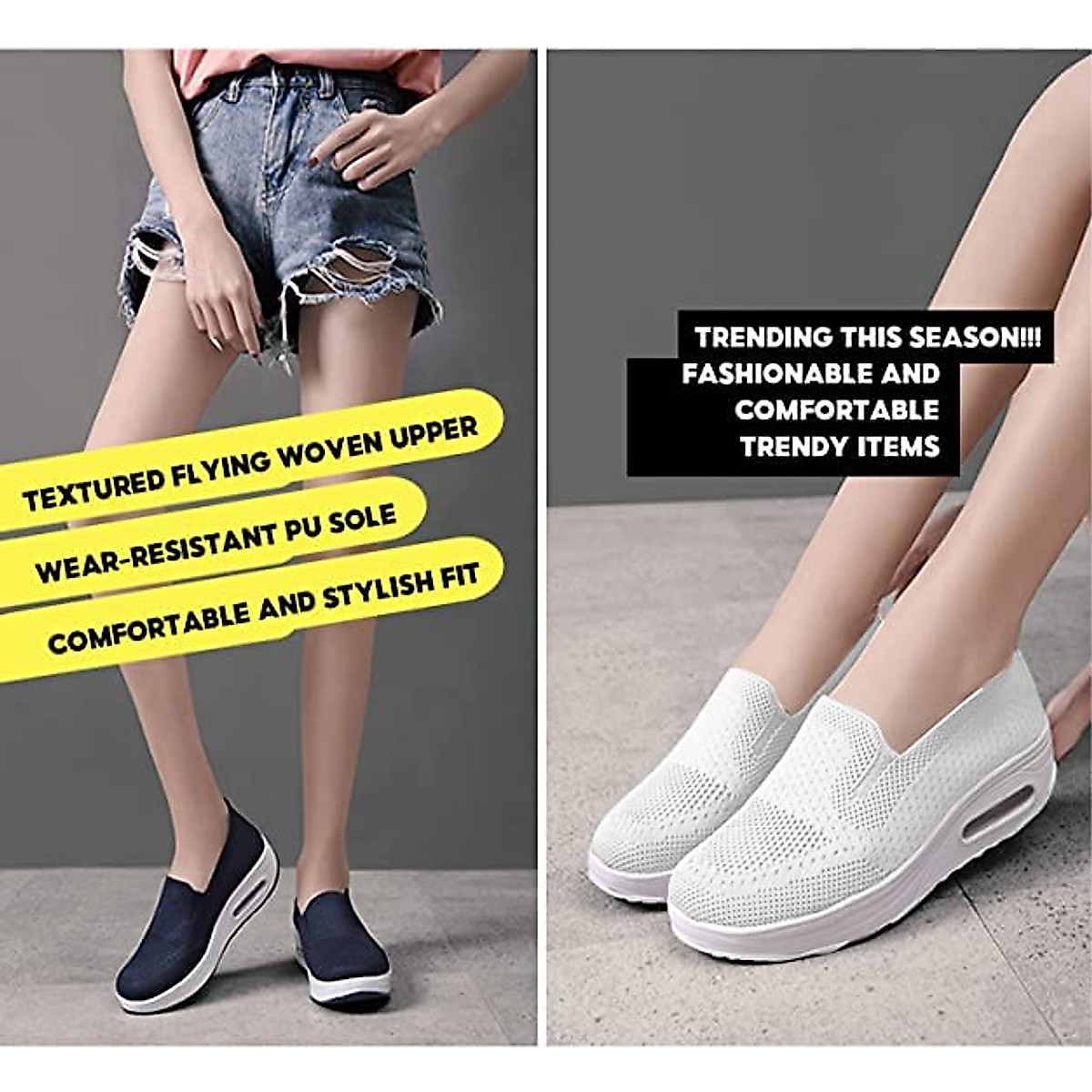 Huien Women's Orthopedic Sneakers, Mesh Up Stretch Platform Sneakers Comfortable Casual Fashion Sneaker Breathable Walking Shoes (Pink,9)