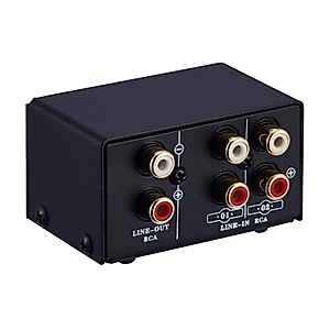 JINGFENG Audio Switcher RCA 2 in 1 Out/1 in 2 Out A/B Switch Stereo Audio Splitter Box with No Distortion RCA Jack for Switching Between Computer Speakers and Headphones