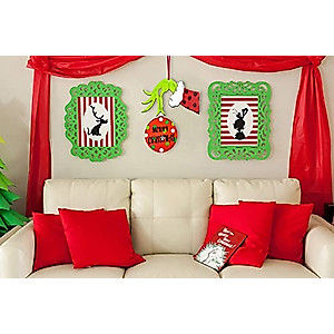 Thickened Christmas Front Door Decorations, 16.6'' x 13.6'' Wooden Hanging Sign for Xmas Themed Party Birthday Event New Year Party Decorations