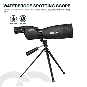 ESSLNB Spotting Scope with Tripod Cell Phone Adapter 25-75 X 70 BAK4 Waterproof Straight Spotting Scopes for Target Shooting Hunting Bird Watching