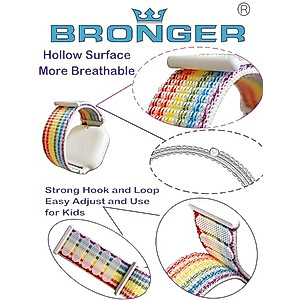 BRONGER Fit Length for Boy Girl, Hook&Loop Gizmo Watch Band Replacements Compatible with Gizmo Watch 3 2 1/Gabb Watch 2 1: Easy to Use for Kids (Pomegranate-red Cyan-aloe)