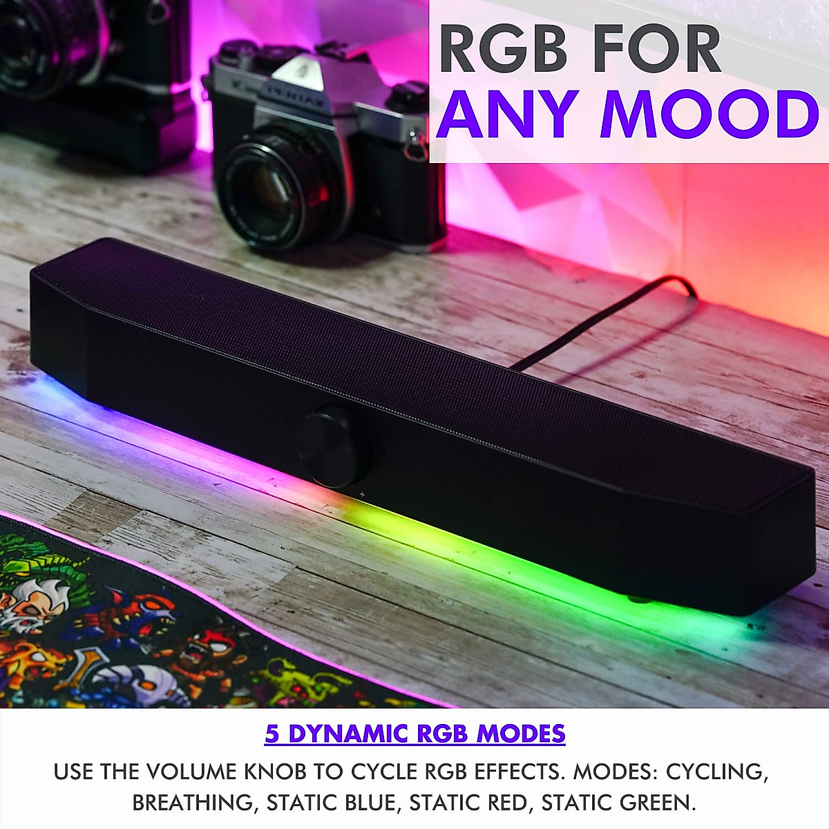 Tilted Nation Computer Soundbar for Desktop (White (Old))