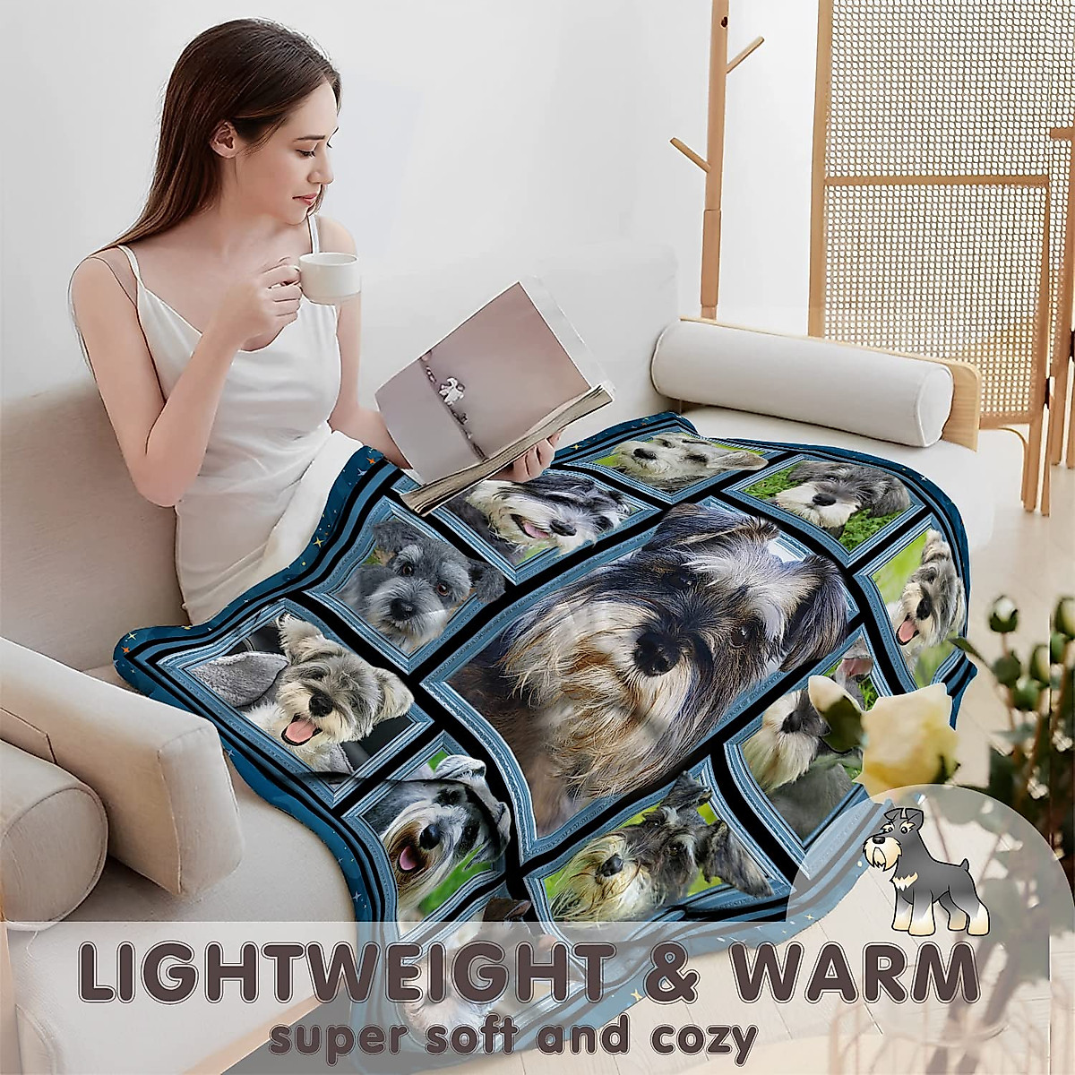 Schnauzer Blanket for Women Men Kids, Schnauzer Gifts for Schnauzer Dog Lover, Super Soft Fuzzy Dog Throw Blanket Schnauzer Decor Plush Gift for Birthday Christmas 50x60 inch