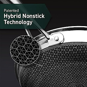 HexClad Hybrid Nonstick 12-Inch Fry Pan with Tempered Glass Lid, Stay-Cool Handle, Dishwasher and Oven Safe, Induction Ready, Compatible with All Cooktops