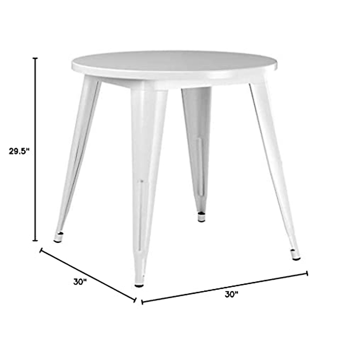 Flash Furniture Commercial Grade 30" Round White Metal Indoor-Outdoor Table
