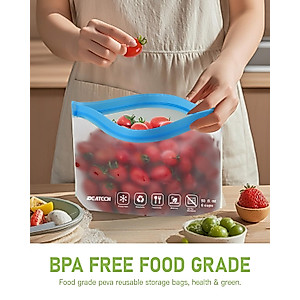 IDEATECH 8Pack Gallon Bags Dishwasher Safe, Leakproof Reusable Gallon Freezer Bags, BPA Free Reusable Gallon Bags, Reusable Food Storage Bags Silicone for Meats, Sandwich, Travel (8Gallon, Colored)