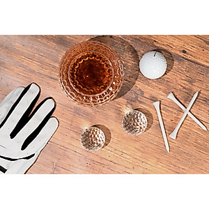 Golf Ball Shaped Whiskey Chillers, Single Whiskey Glass & Storage Bag - Non Lead Crystal Whiskey Stones for Chilling Vodka, Whiskey & Scotch - Fun Cocktail Glasses - Golf Drinking Accessories