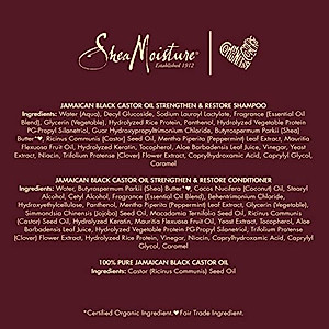 SheaMoisture Strengthen and Restore Shampoo, Conditioner and Body Care Oil Set for Dry Skin and Hair - Jamaican Black Castor Oil with Shea Butter