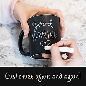 Personalized Chalkboard Ceramic Coffee Mug - Start Each Day with a New Message (Chalk Included), 300ml