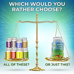 Vegan Whole Food Multivitamin with Iron, Daily Multivitamin for Women and Men, Made with Fruits & Vegetables, B-Complex, Probiotics, Enzymes, CoQ10, Omegas, Turmeric, Non-GMO, 180 Count