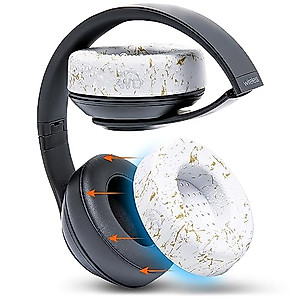 WC SweatZ Protective Earpad Covers Made by WC | Fits Beats Studio 3 & 2 (Does Not Fit Beats Solo) / Bose QC35 & 35II / Bose 700 & More | Sweatproof & Easily Washable | Gold Marble