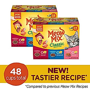 Meow Mix Classic Favorites Wet Cat Food, Variety Pack, 2.75 Ounce Cup (Pack of 48)