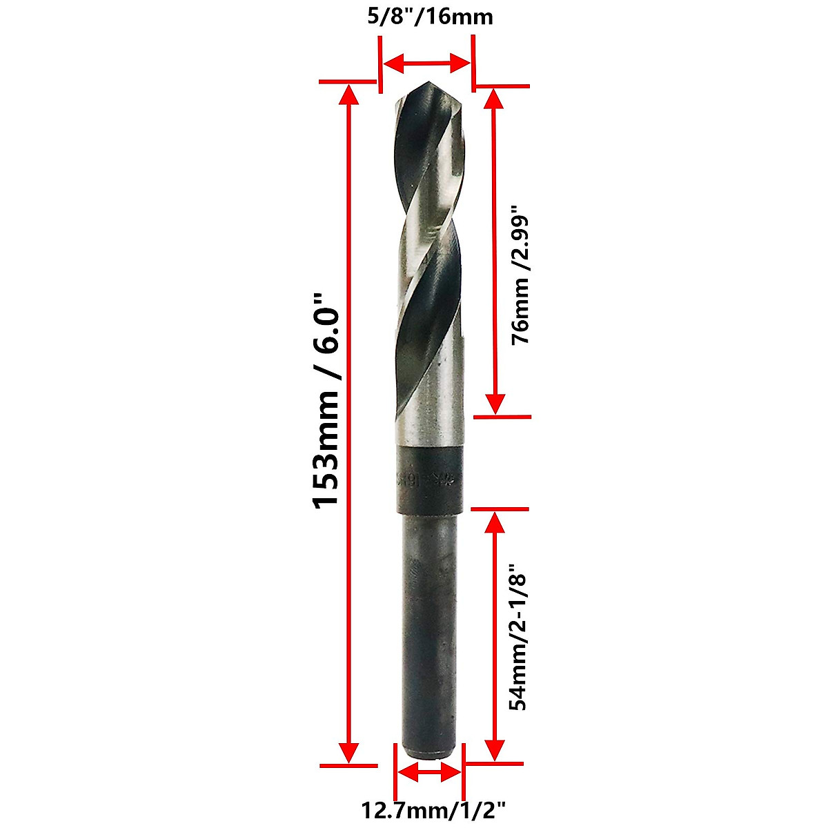Rannb 5/8"/16mm Twist Drill Bit HSS Reduced Shank Drill Bit