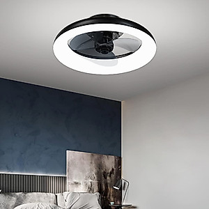 CATA-MEDICA Fan Light Mid-Century Flush Mount Copper Motor Low Profile Ceiling Fans with Lights 64W 3-Color Lighting Mode Smart Chandelier Mid-Century Multi-Speed Acrylic Lampshade Quiet Fan