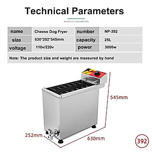 YXCUSAM Commercial Electric Fryer, 25L Cheese Hot Dog Stick Machine Sausage Grill Stove, 3000W Sausage Frying Equipment,for Kitchen