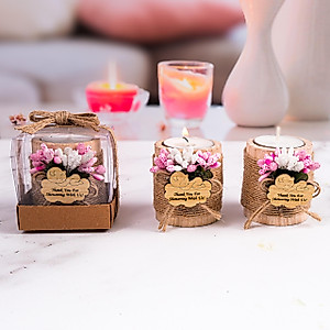 HTF Pack of 10 Baby Shower Decorations Wood Tealight Candle Holder, Baby Shower Gifts, Baby Shower Wood Candle Holders (Baby Shower-Pink, Light Brown)