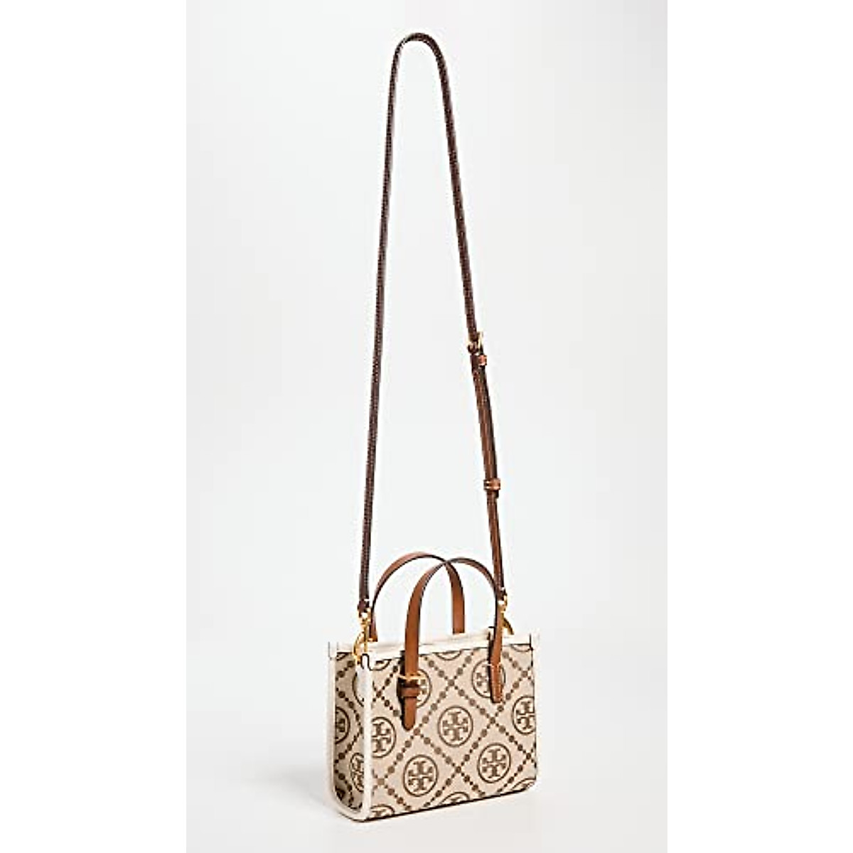 Tory Burch Women's T Monogram Jacquard Mini Tote, Hazel/New Ivory, Tan, Print, One Size