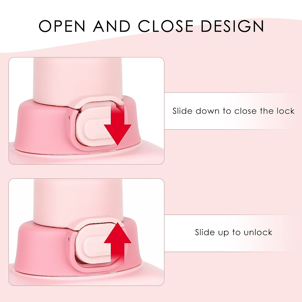 Adorila Square Water Bottle with Straw, Travel Transparent Canteen with Adjustable Strap, Leakproof Water Cup for Office School (Pink, 700ml)