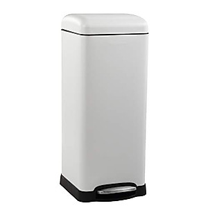 happimess HPM1007A Betty Retro 8-Gallon Step-Open Garbage Can with Soft Close Step, White
