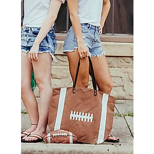 Cocomo Soul Brown Football Tote Bag | Football Bag for Women | Large Football Tote Bag 20 x 17 Inches | Football Mom Bag | Football Bag