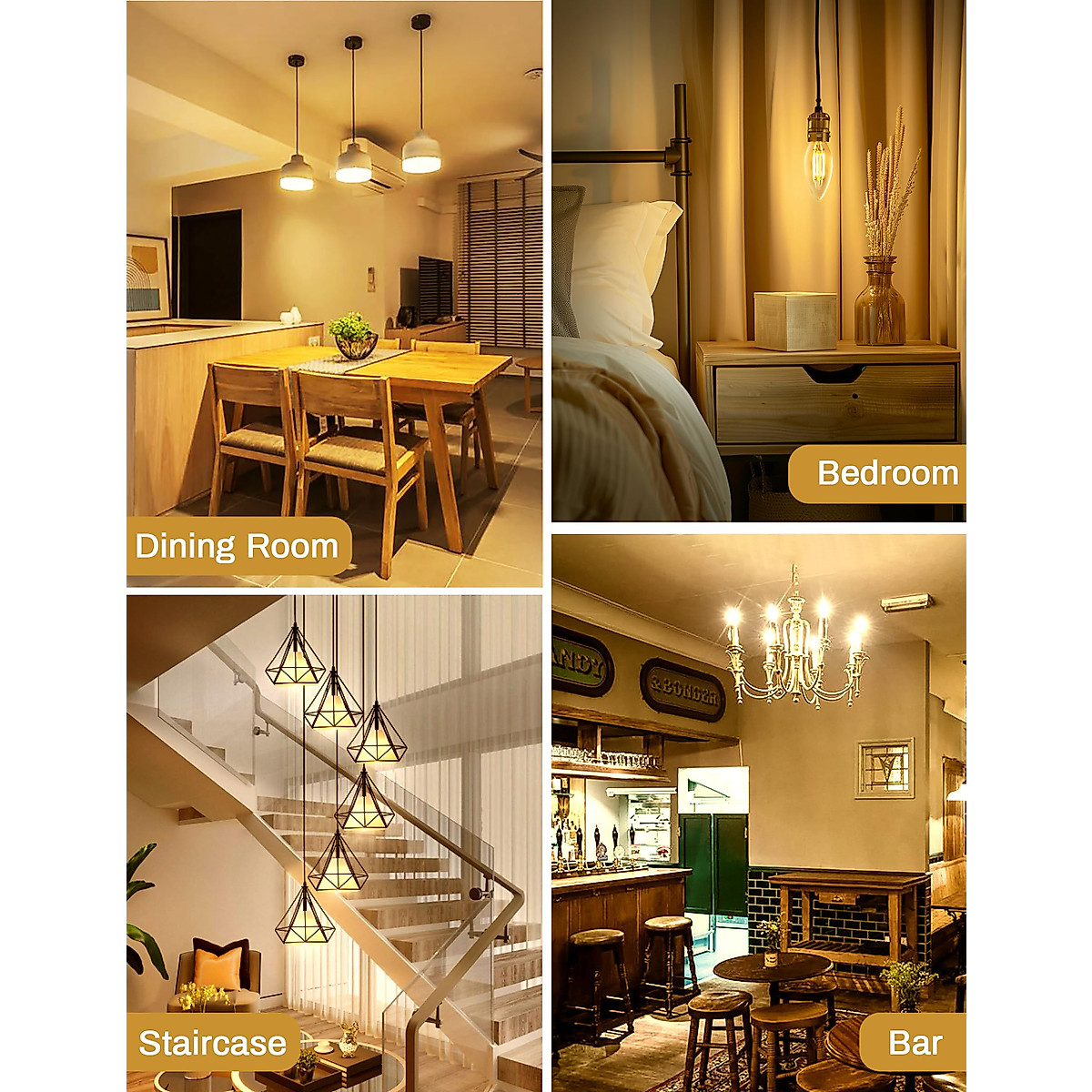 DORESshop Led Light Bulb, 40W Equivalent E12 Light Bulbs Led Light Bulb, Edison Bulbs, Chandelier Light Bulbs, Non-dimmable C35 Edison Filament Candle Bulbs, Soft White Light Bulbs 2700K,Decorative