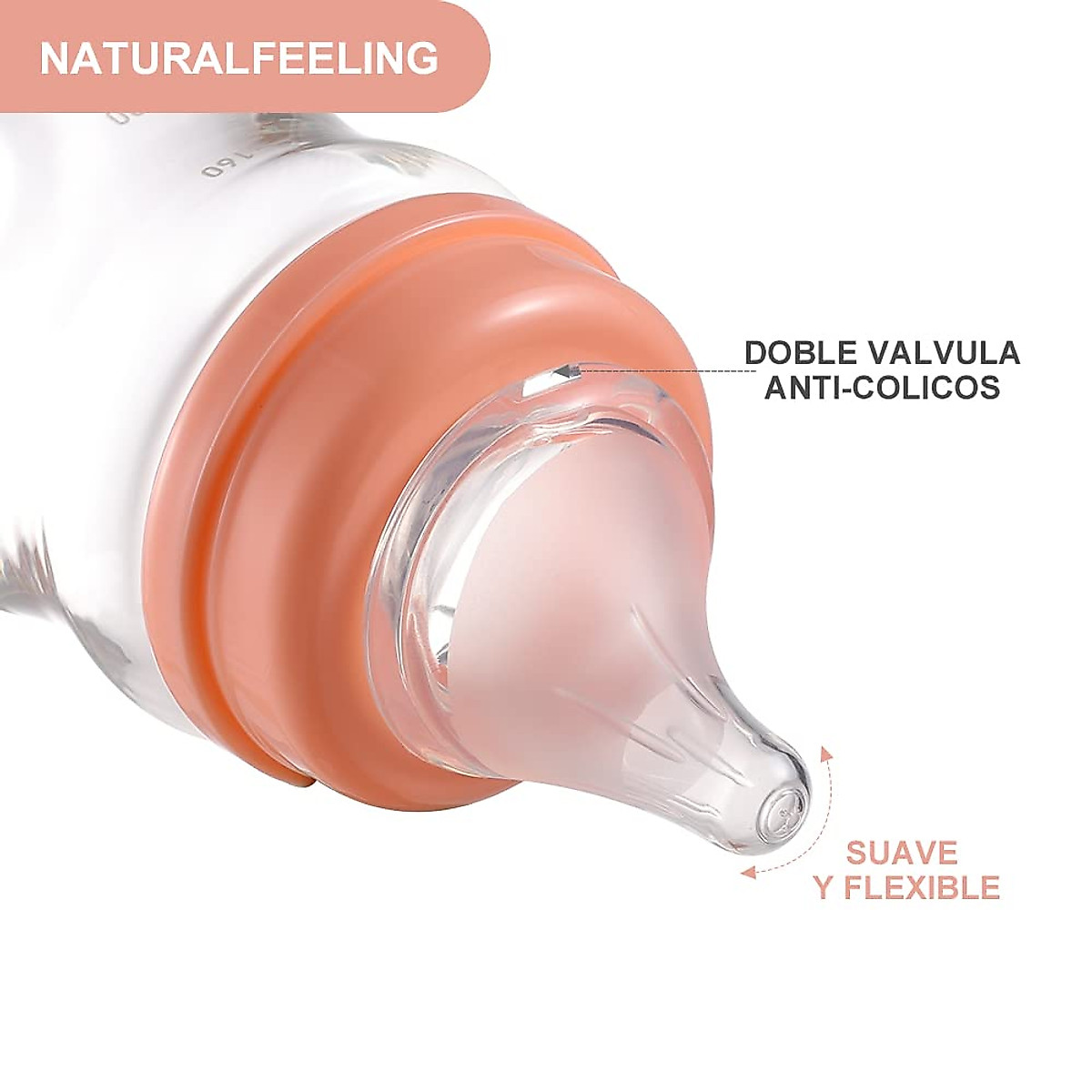 FDBTL Baby Bottle Glass Natural Anti-Colic Bottles Closer to Breastfeeding for Newborn Babies Infant 0M+ 6Oz