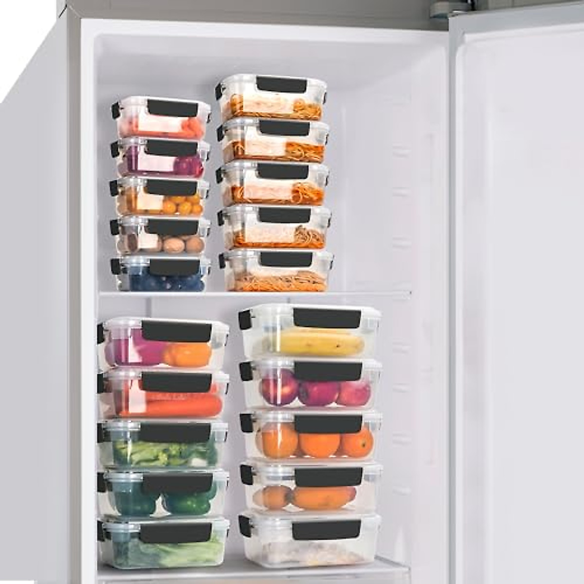 YORY 3/9 cup Plastic Food Storage Containers with Lids Nestable Freezer Dishwasher Safe Rectangle Meal Prep Container Set,10-Pack