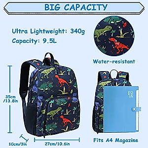 Kids Backpack Boys, ChaseChic Lightweight Dinosaur Toddler Backpack for Daycare/Kindergarten/Preschool with Chest Strap Bottler Holder