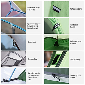 Naturehike Cloud-Up 2 Person Tent Lightweight Backpacking Tent with Footprint - Free Standing Ultralight Camping Hiking Backpack Tents Two Person Tent