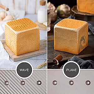 CHEFMADE Pullman Loaf Pan with Lid, 1Lb Dough Capacity Non-Stick Rectangle Flat Toast Box for Oven Baking 4.2" x 7.7"x 4.4"(Champagne Gold)