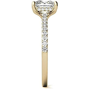 CUSTOMIZE JEWELS 1.00carat- 6.5MM 4 Prongs Excellent Cathedral & Collar Princess Moissanite Engagement Ring In 14k Gold With Accent Stone For Women,D-VVS1 (14k White Gold, 8)